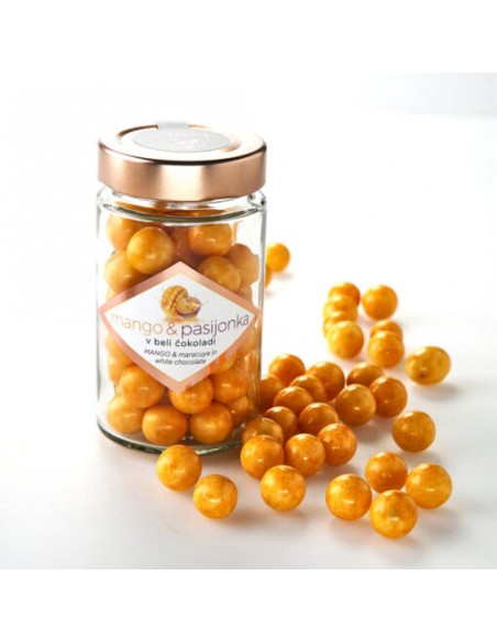 LUCIFER CHOCOLATE - ČOKOLADNE KROGLICE MANGO IN PASIJONKA Z BELO ČOKOLADO